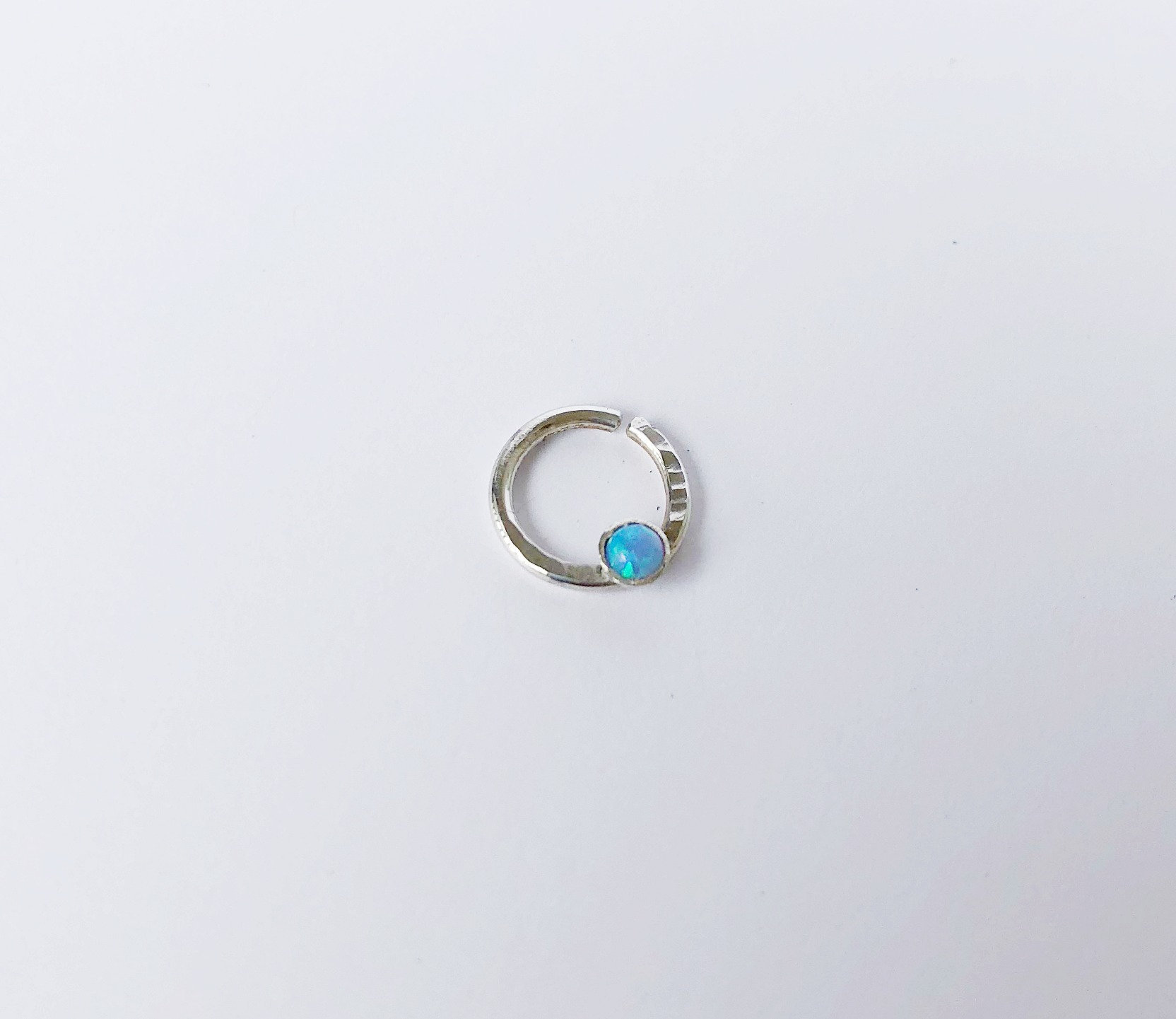 Opal septum ring sterling silver septum ring hammered septum | Etsy