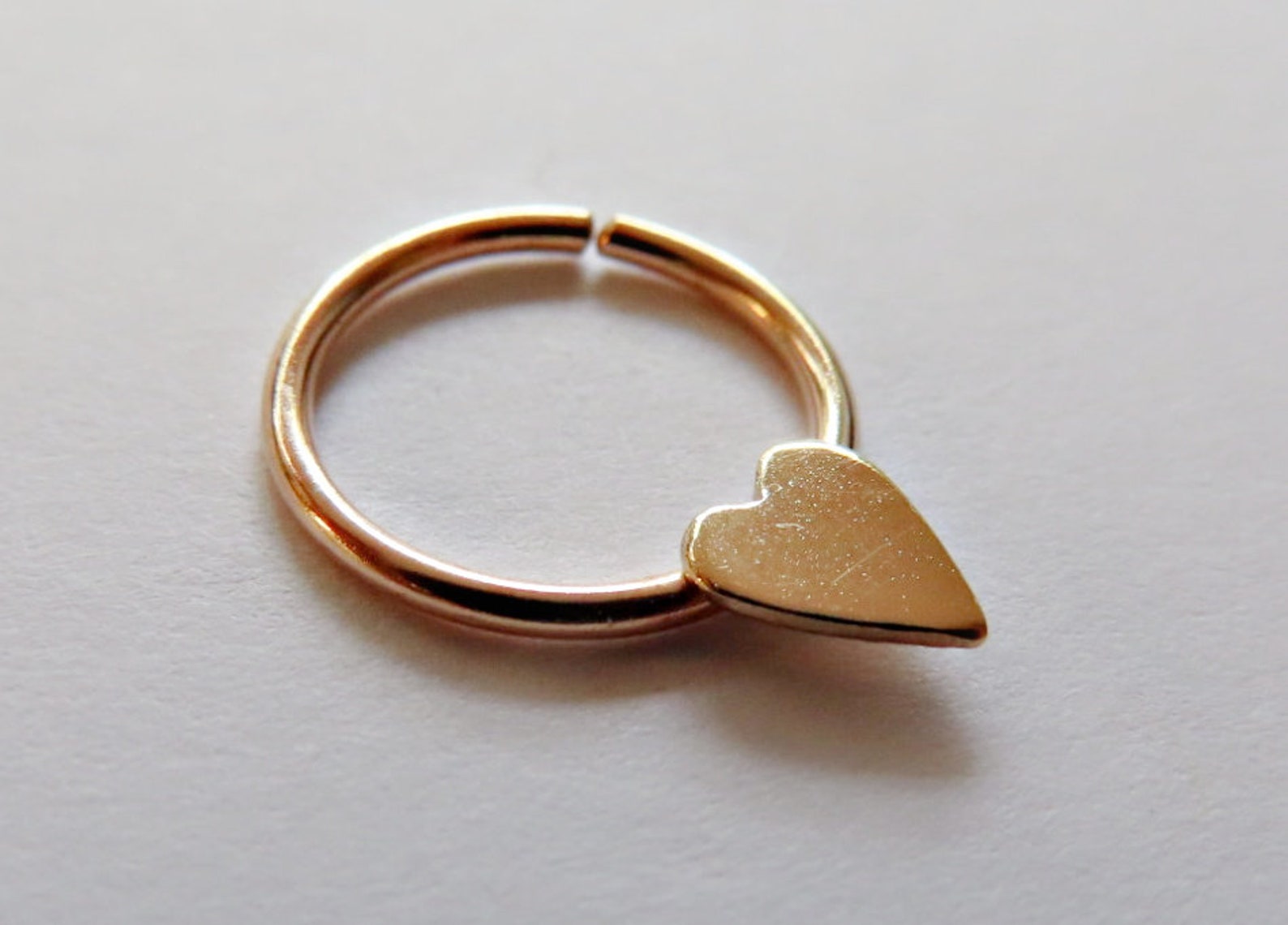 Heart Septum Ring, Gold Filled Septum Ring, Gold Heart Septum Ring, 8mm ...