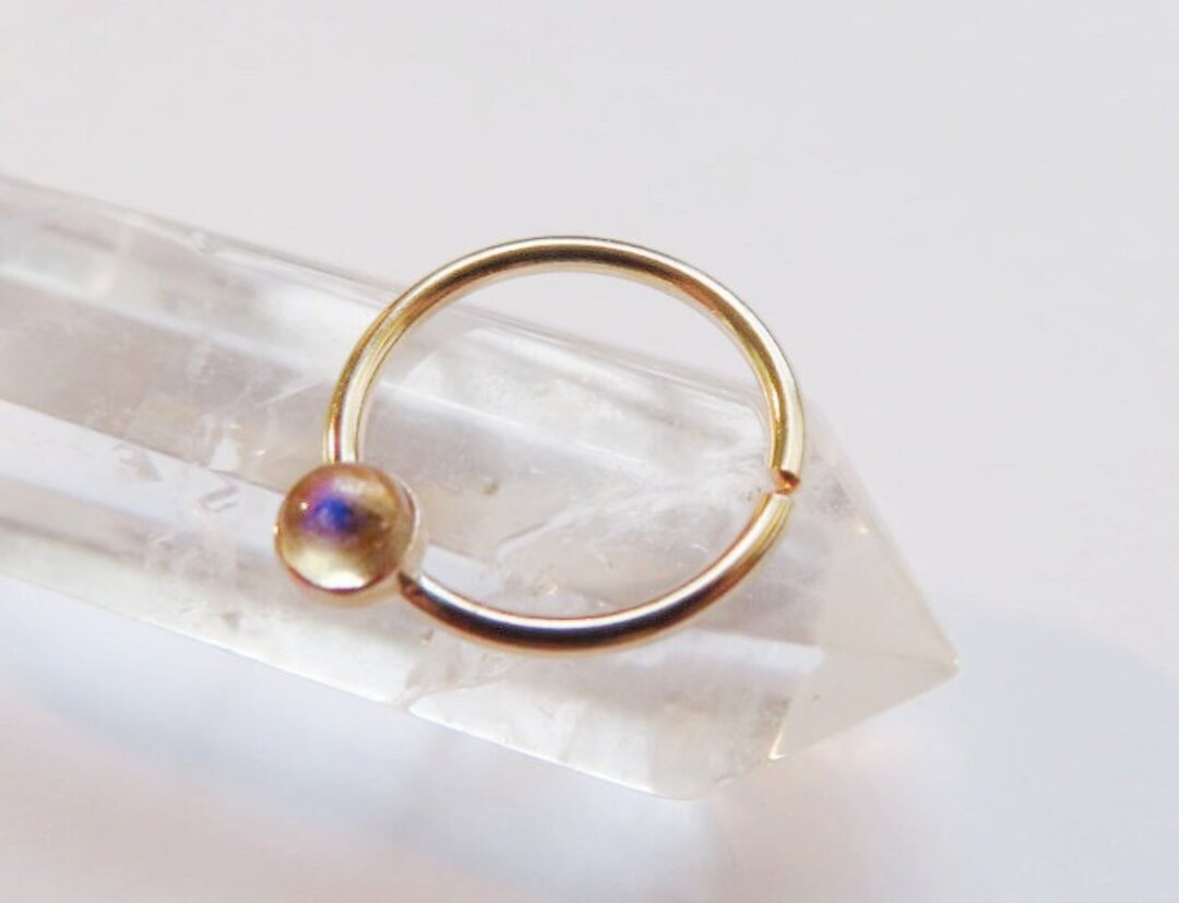 Gold Filled Septum Ring in Moonstone, Simple Septum Hoop, Gold Septum ...