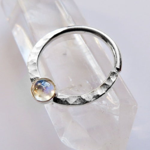 Moonstone Daith Ring Sterling Silver Daith Piercing Daith - Etsy