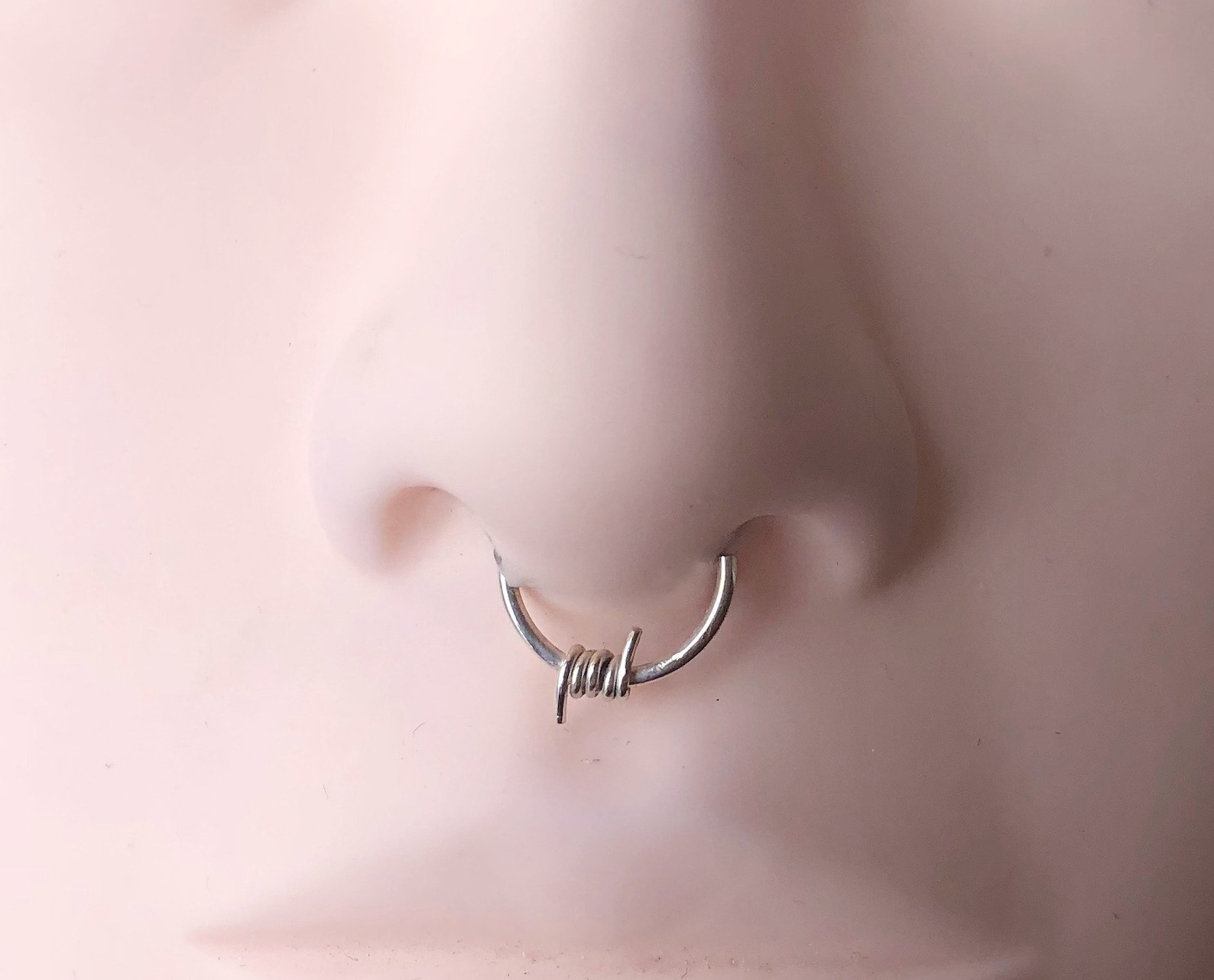 Barbed wire septum ring sterling silver septum ring gothic | Etsy