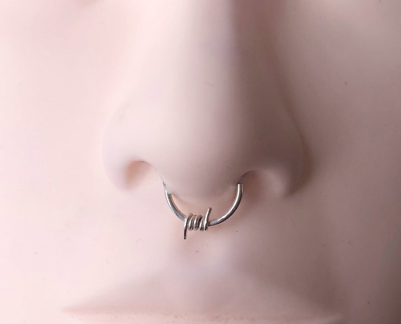 Barbed Wire Septum Ring, Sterling Silver Septum Ring, Gothic Septum ...
