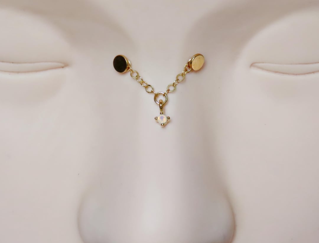 Opal Bridge Chain in Gold Filled: Bridge Piercing Jewelry With Tiny ...