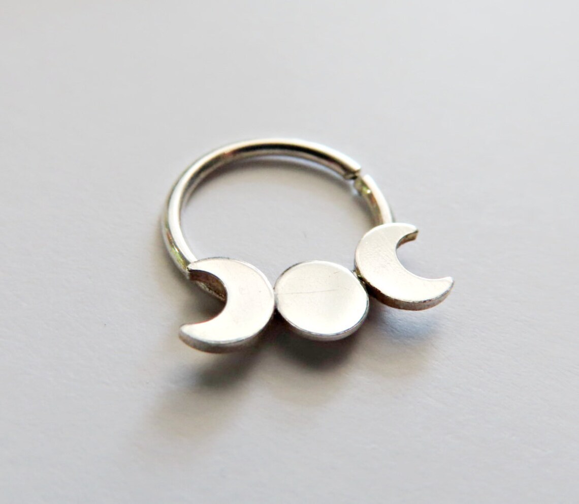 Moon Phases Daith Ring Sterling Silver Daith Piercing Daith - Etsy UK