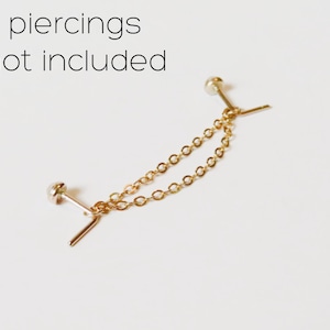 Double Nose Chain 14k Gold Filled, Double Piercing Chain Connector, 2 ...