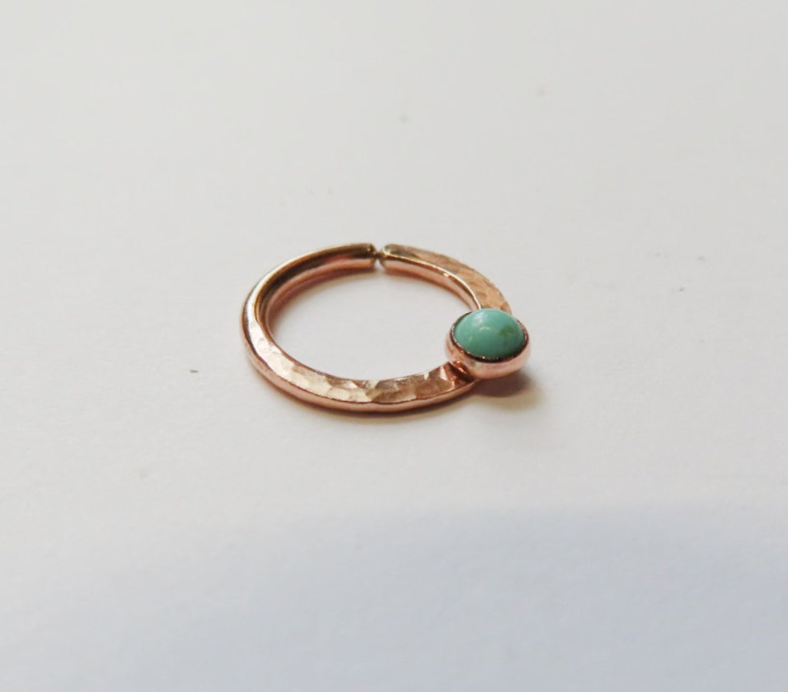 Rose Gold Turquoise Septum Ring, Gold Septum Ring, Turquoise Nose Ring ...