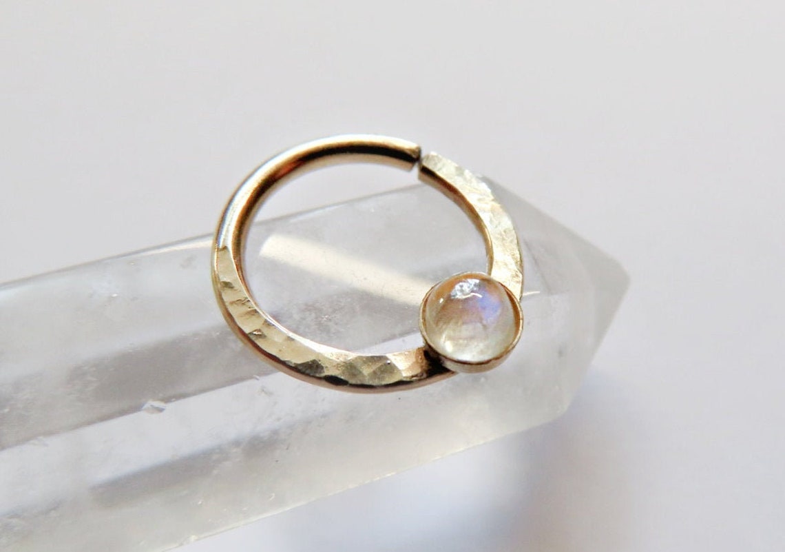 Moonstone Daith Ring Gold Filled Daith Piercing Daith Hoop | Etsy