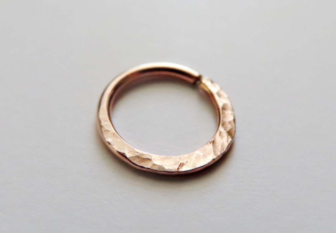Rose Gold Daith Ring Hammered, 8mm Rose Gold Filled Daith Ring, 10mm ...