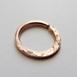 Rose Gold Daith Ring Hammered, 8mm Rose Gold Filled Daith Ring, 10mm ...