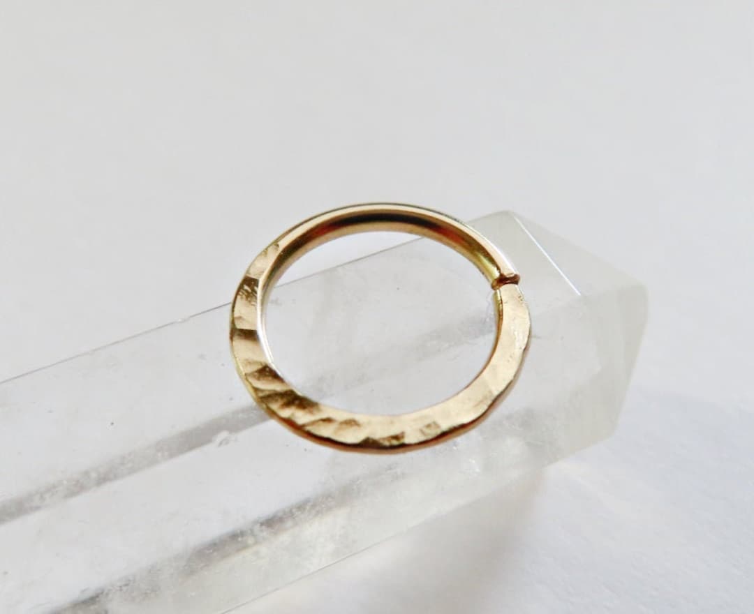 Gold Filled Septum Ring Hammered, 8mm Gold Septum Ring, 10mm Gold ...