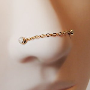 Nose Chain 14k Gold Filled, Custom Size Chain to Connect Double Nose ...