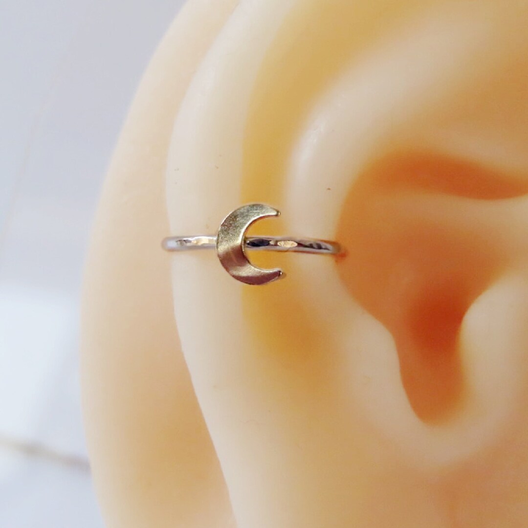 Gold Moon Conch Ring, Gold Filled Hammered Conch Hoop in 16 Gauge, 18 ...