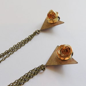 Triangle Collar Pins With Pink Opals, Collar Chain, Collar Brooch ...