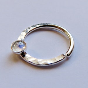 Moonstone Daith Ring, Sterling Silver Daith Piercing, Daith Hoop ...