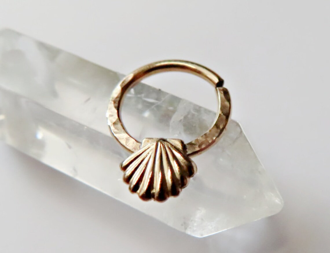 Shell Daith Piercing Gold Filled Daith Ring Seashell Daith | Etsy