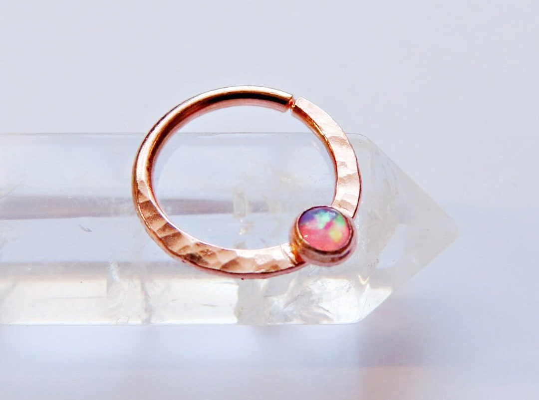 Pink Opal Septum Ring Rose Gold Filled, Rose Gold Septum Hoop, 8mm ...