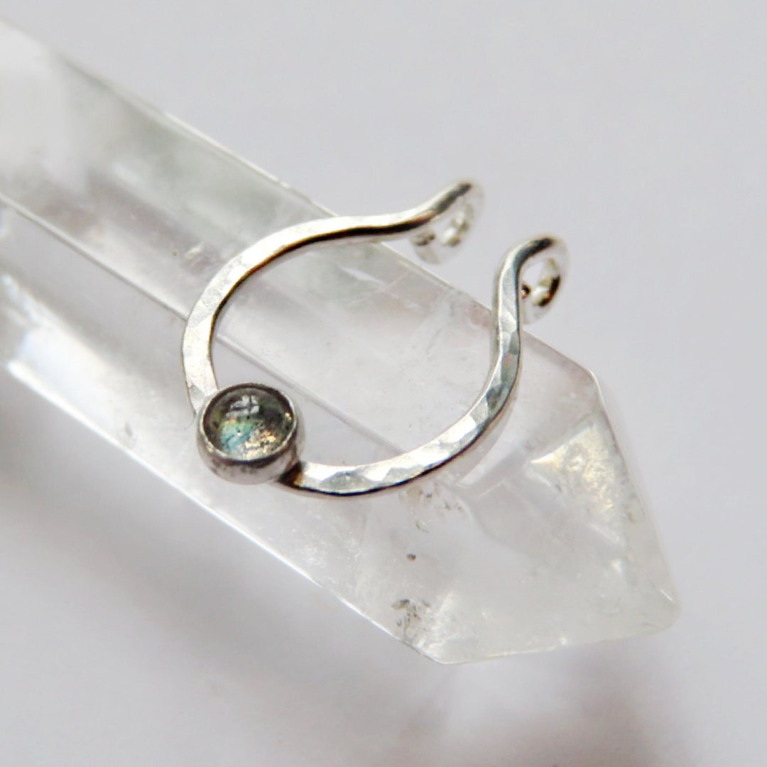 Fake Septum Ring in Sterling Silver With Labradorite, Faux Nose Hoop ...