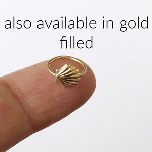 Shell Cartilage Ring in Sterling Silver, Mermaid Helix Hoop, Tragus ...