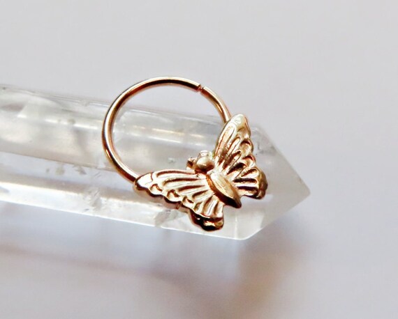 Butterfly Septum Ring Gold Filled Large Butterfly Septum - Etsy