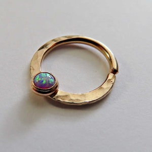 Puple Opal Daith Ring, Gold Filled Daith Piercing, Daith Hoop, Opal ...