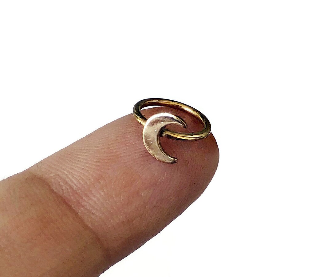 Gold Moon Cartilage Ring, Gold Filled Cartilage Hoop, Small Cartilage ...