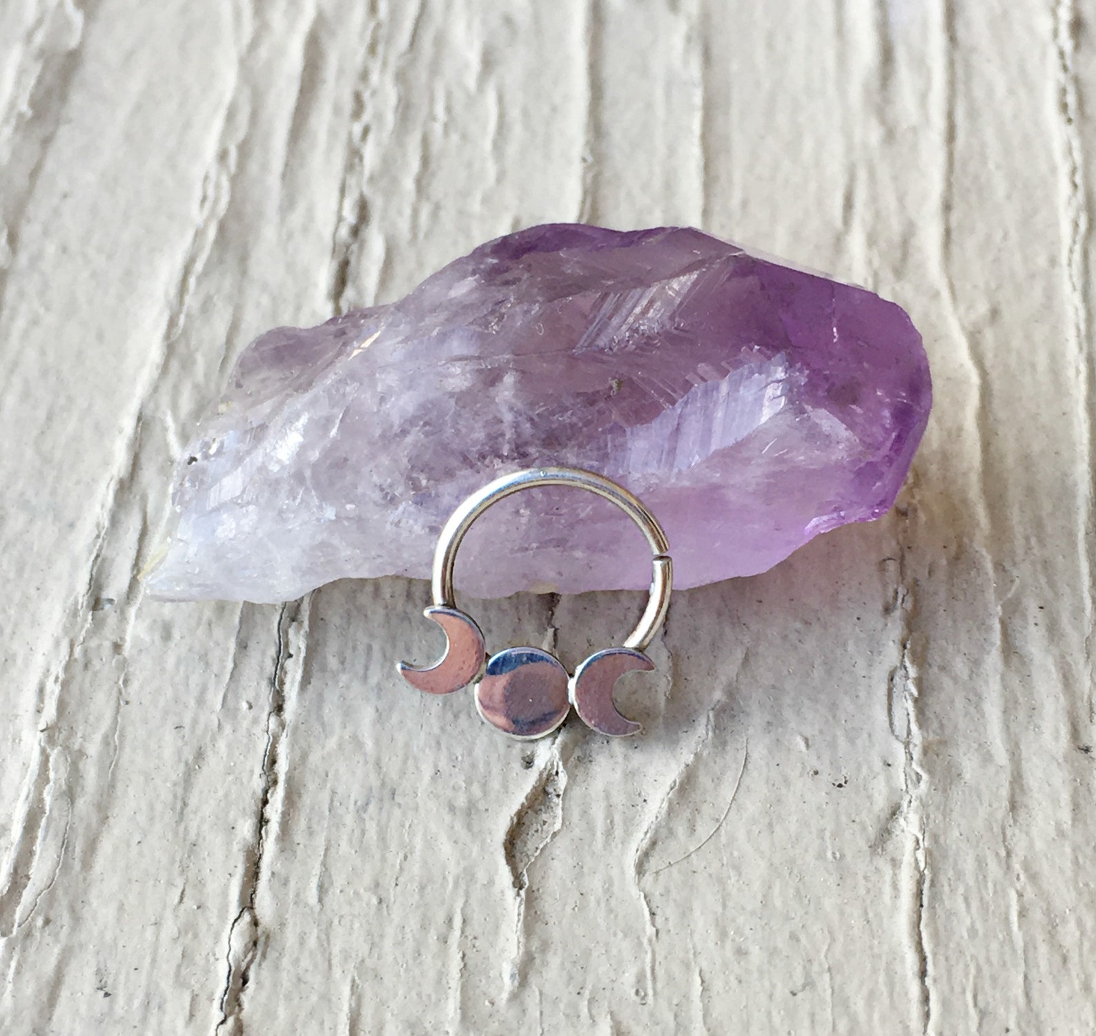 Moon phases daith ring sterling silver daith piercing daith | Etsy