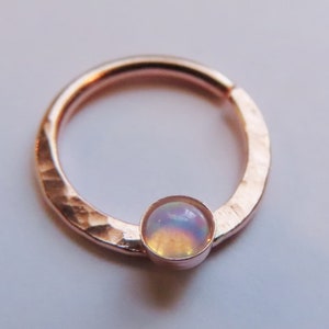 Opal Daith Ring, Rose Gold Filled Daith Piercing, Ethiopian Opal Daith ...