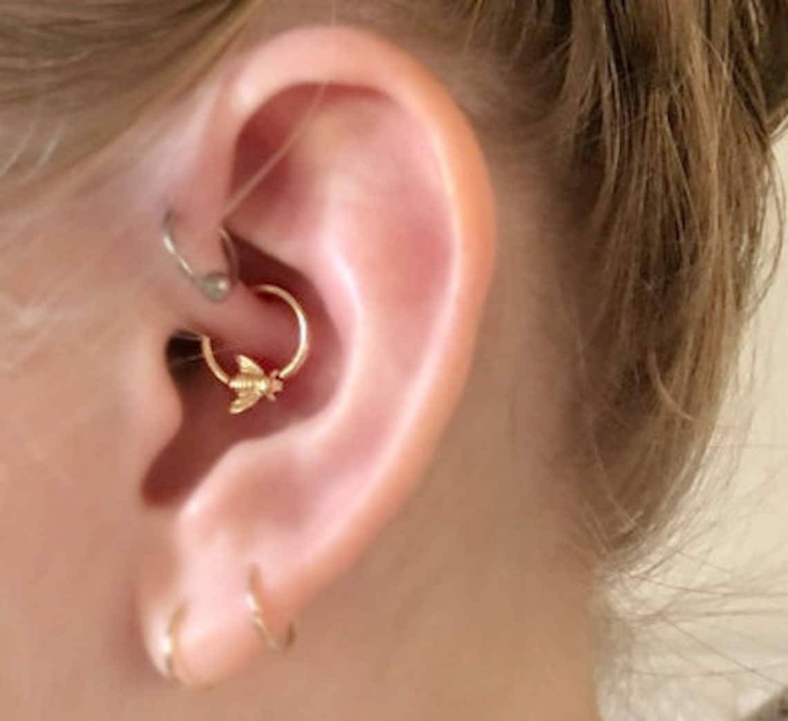 Bee Daith Piercing Gold Filled Daith Ring Bee Daith Hoop - Etsy