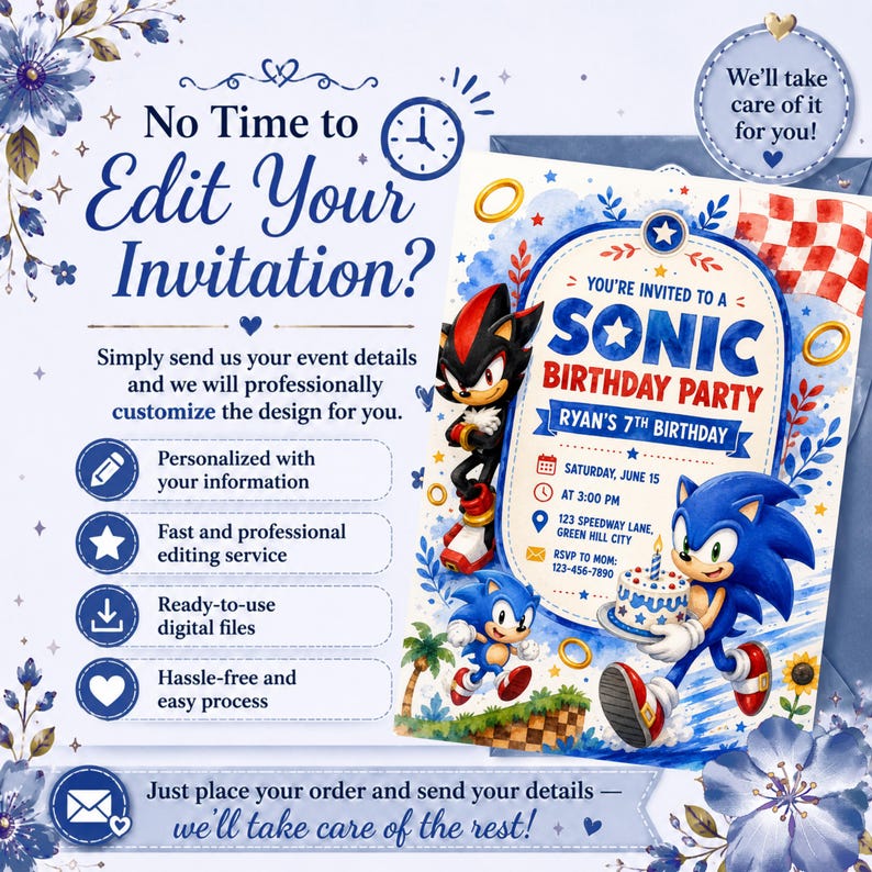 Sonic Birthday Invitation Templates, Editable Sonic the Hedhegog Party ...