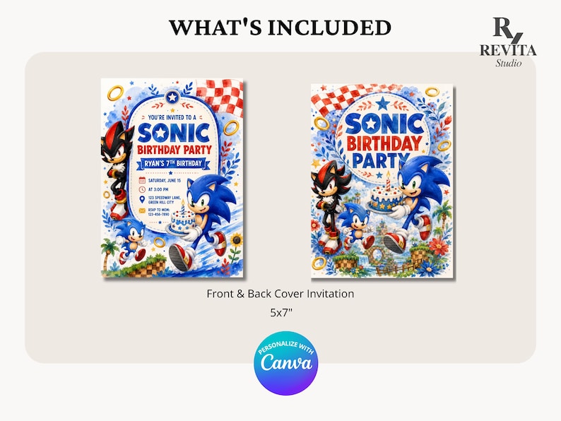 Sonic Birthday Invitation Templates, Editable Sonic the Hedhegog Party ...