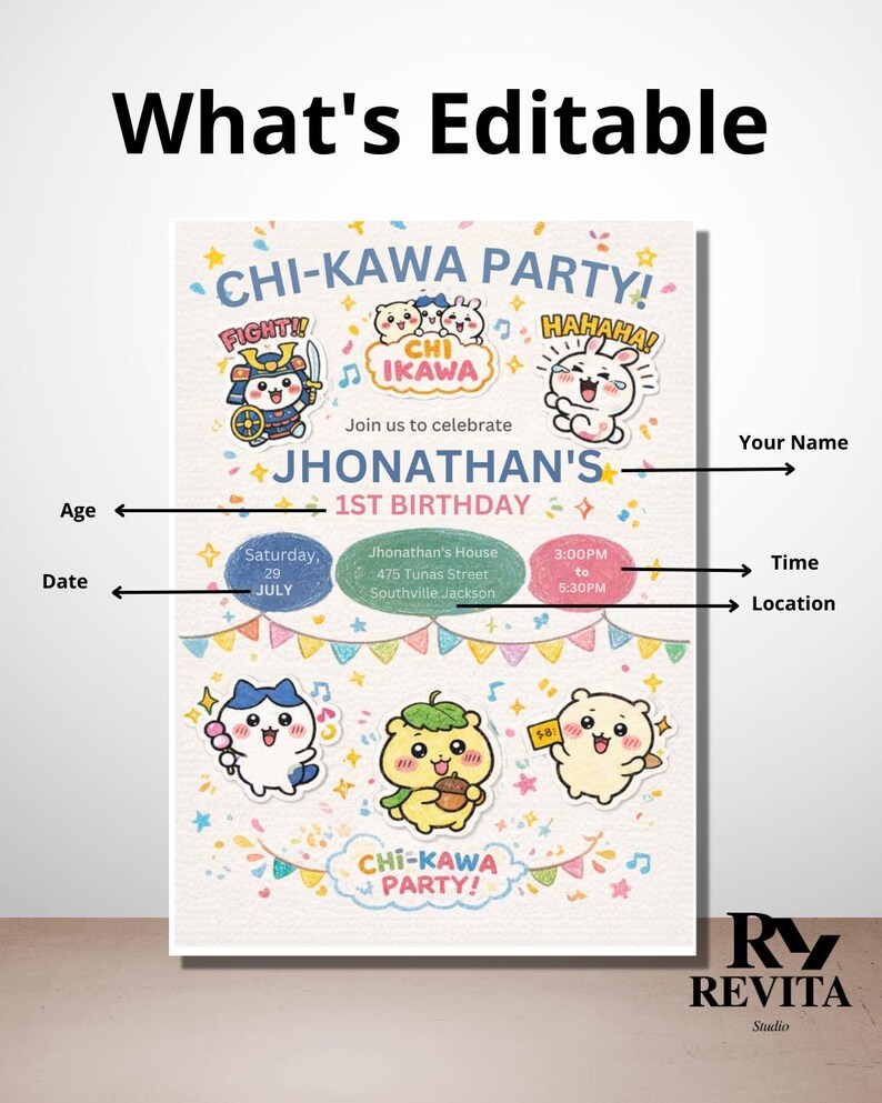 Editable Chiikawa Birthday Invitation Template | Chikawa Its My ...