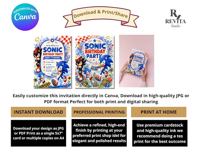 Sonic Birthday Invitation Templates, Editable Sonic the Hedhegog Party ...