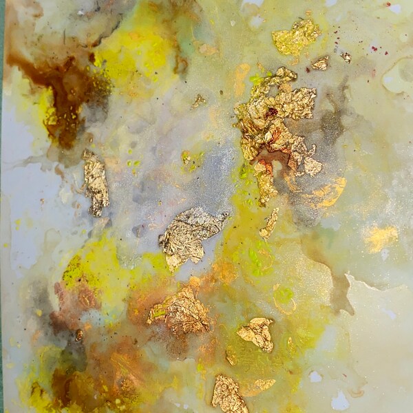 Alcohol Ink Art With Gold Leaf - Etsy