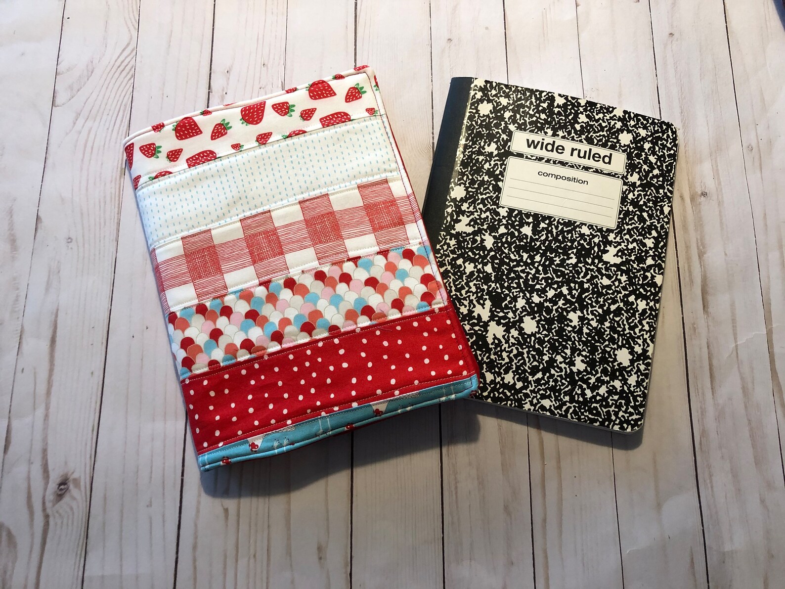 Strawberry Patchwork Composition Notebook Cover - Etsy