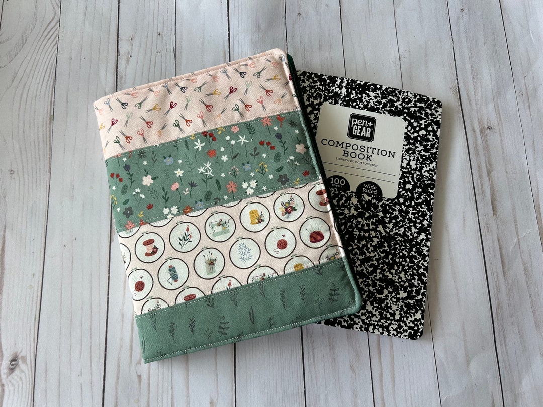 Crafter's Patchwork Composition Notebook Cover, Green and Pink Notebook ...