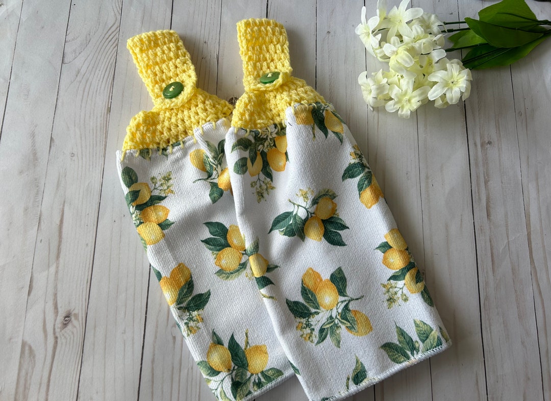 2 Lemon Kitchen Towels in Yellow and Green - Etsy