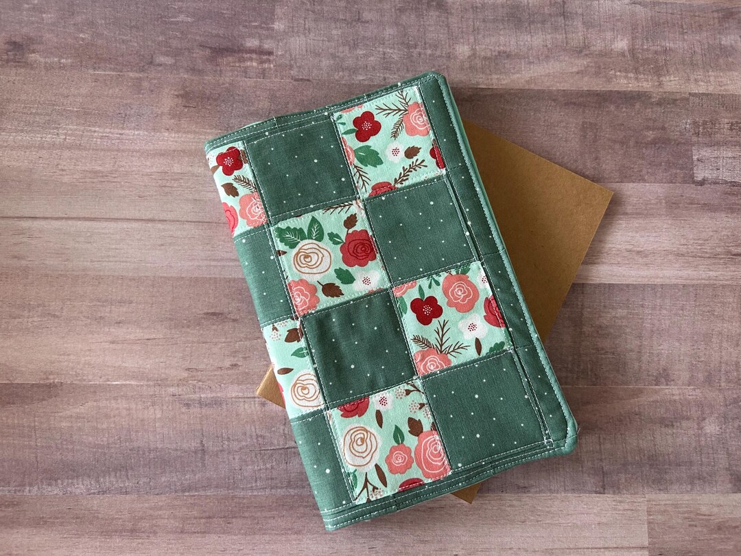 Pink and Green Floral Patchwork Notebook Cover, Pink and Green ...