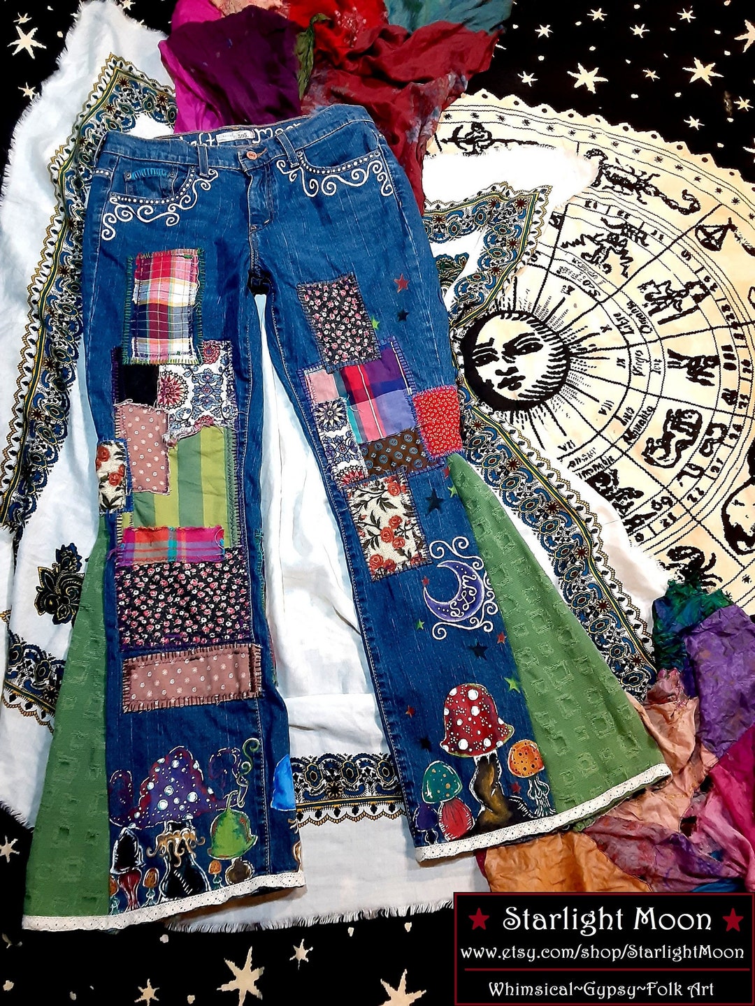 Wearable Art Hand Painted Patchwork Festival Upcycled - Etsy