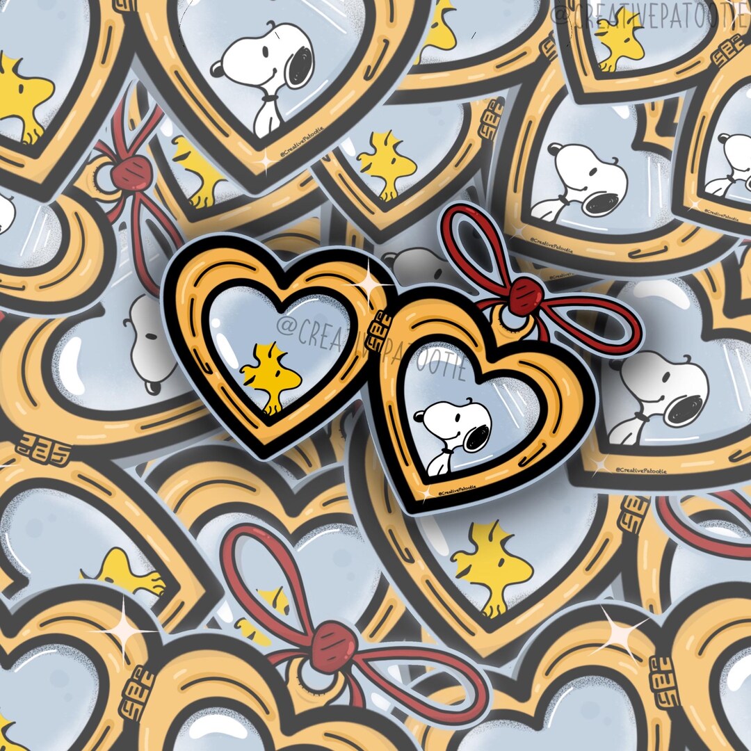 Nostalgic Cartoon Dog Heart Locket Sticker | Glitter Vinyl (waterproof ...