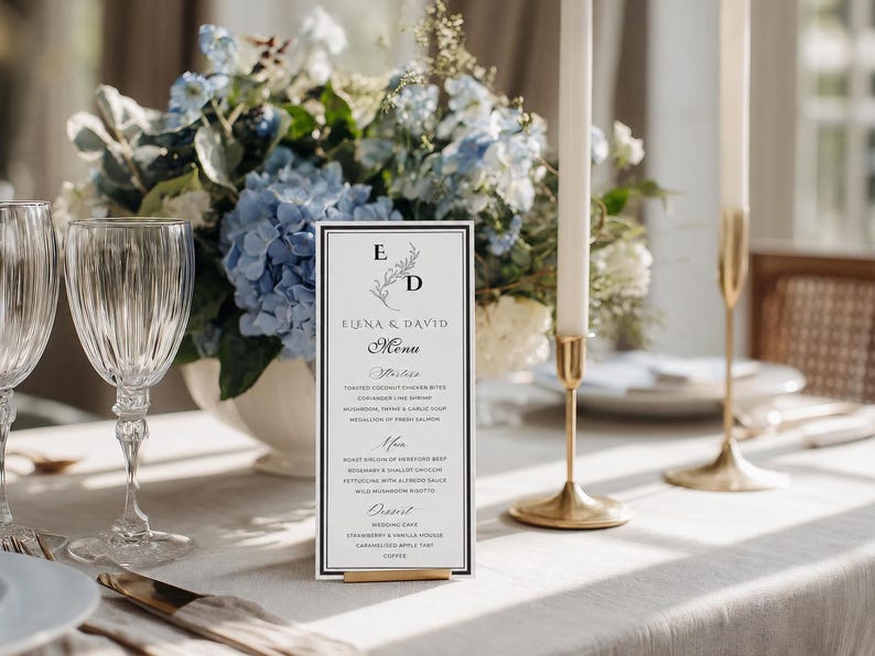 Personalized Wedding Menu | Vintage Wedding Dinner Menu Template ...