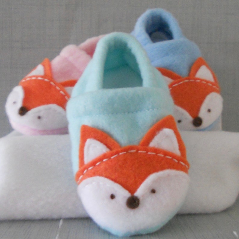 Fleece Fox Baby Soft Sole Slippers Mint Blue or Pink Fleece - Etsy