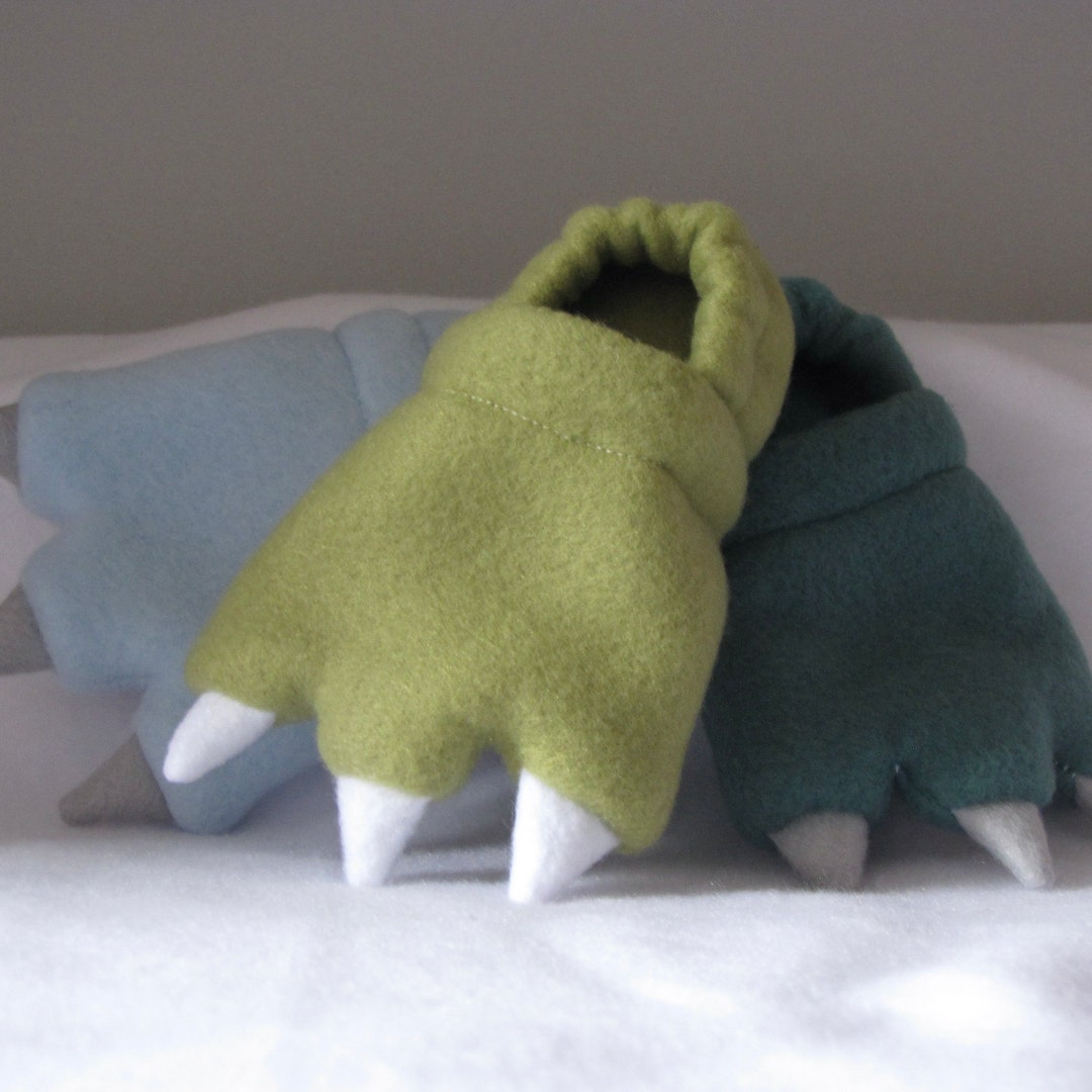 New Colors- Fleece Dinosaur Feet Baby Soft Sole Slippers- Fleece Dino ...