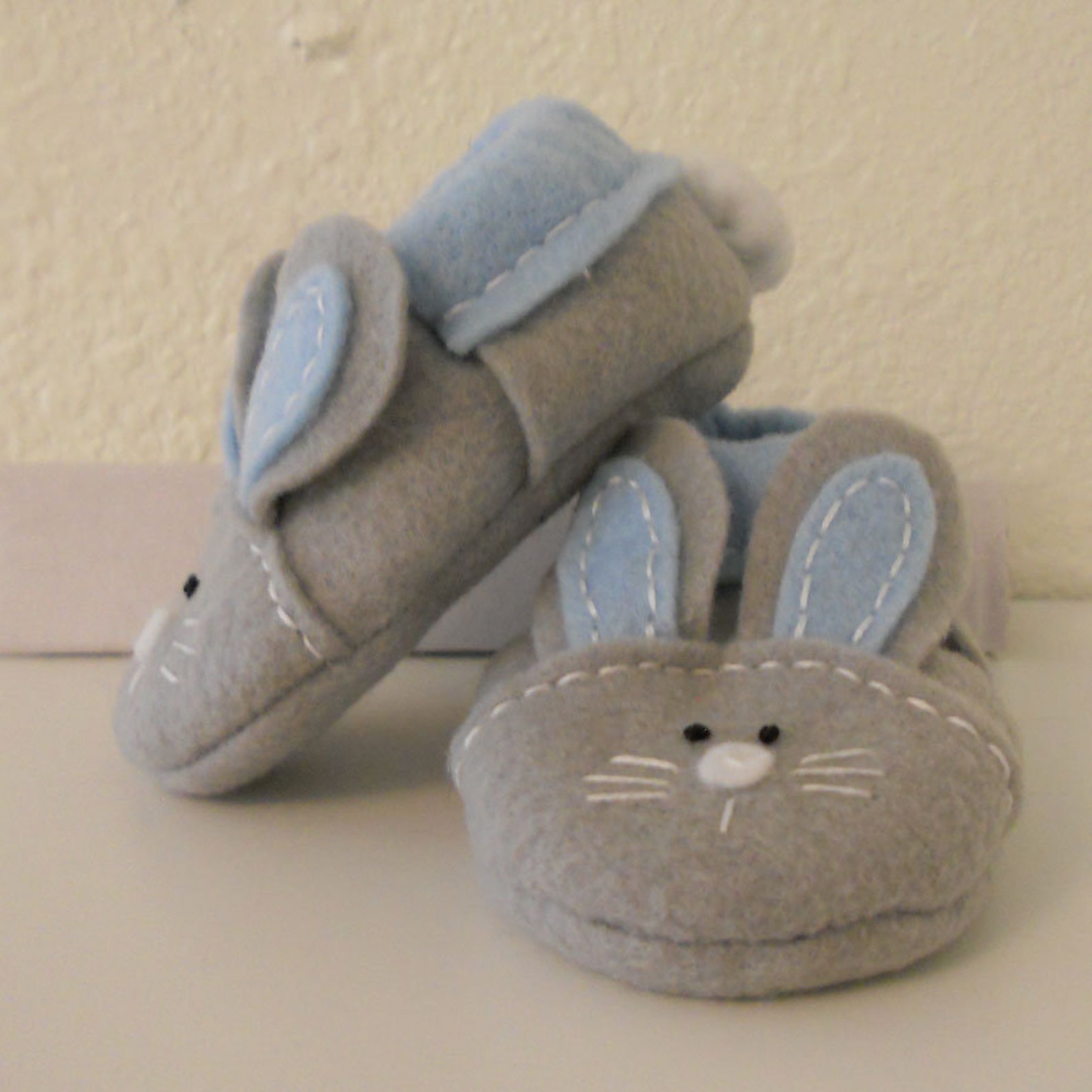 Felt Bunny Baby Slippers Soft Sole Shoes- Variety of Colors Felt Rabbit ...