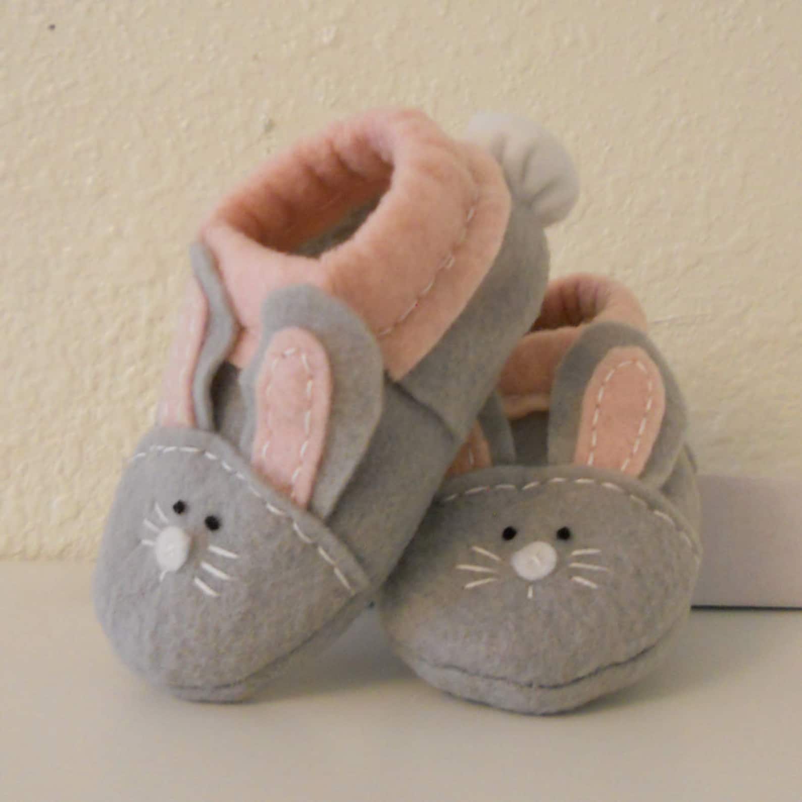 Felt Bunny Baby Slippers Soft Sole Shoes- Variety of Colors Felt Rabbit ...