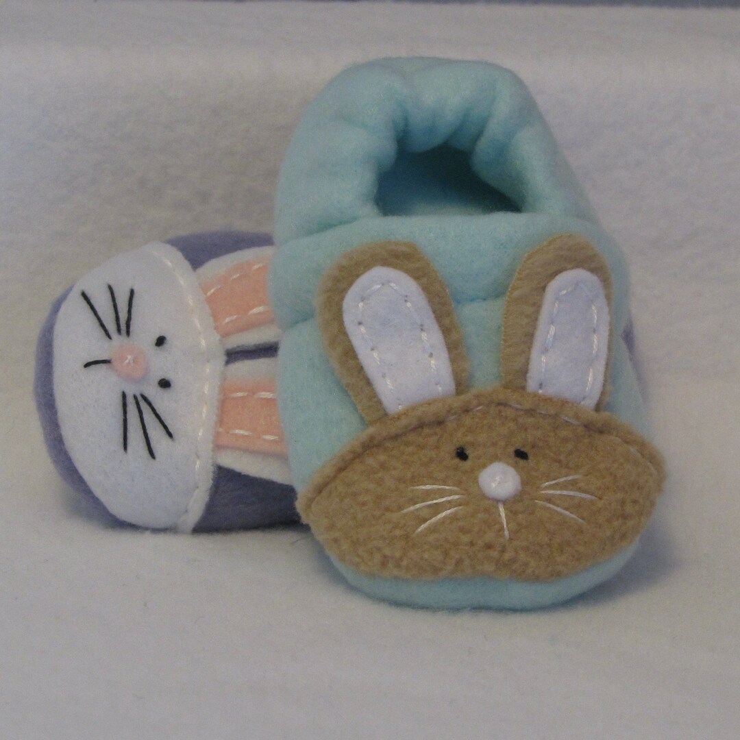 Fleece Baby Bunny Soft Sole Slippers- Baby Rabbit Fleece Slippers- Buy ...