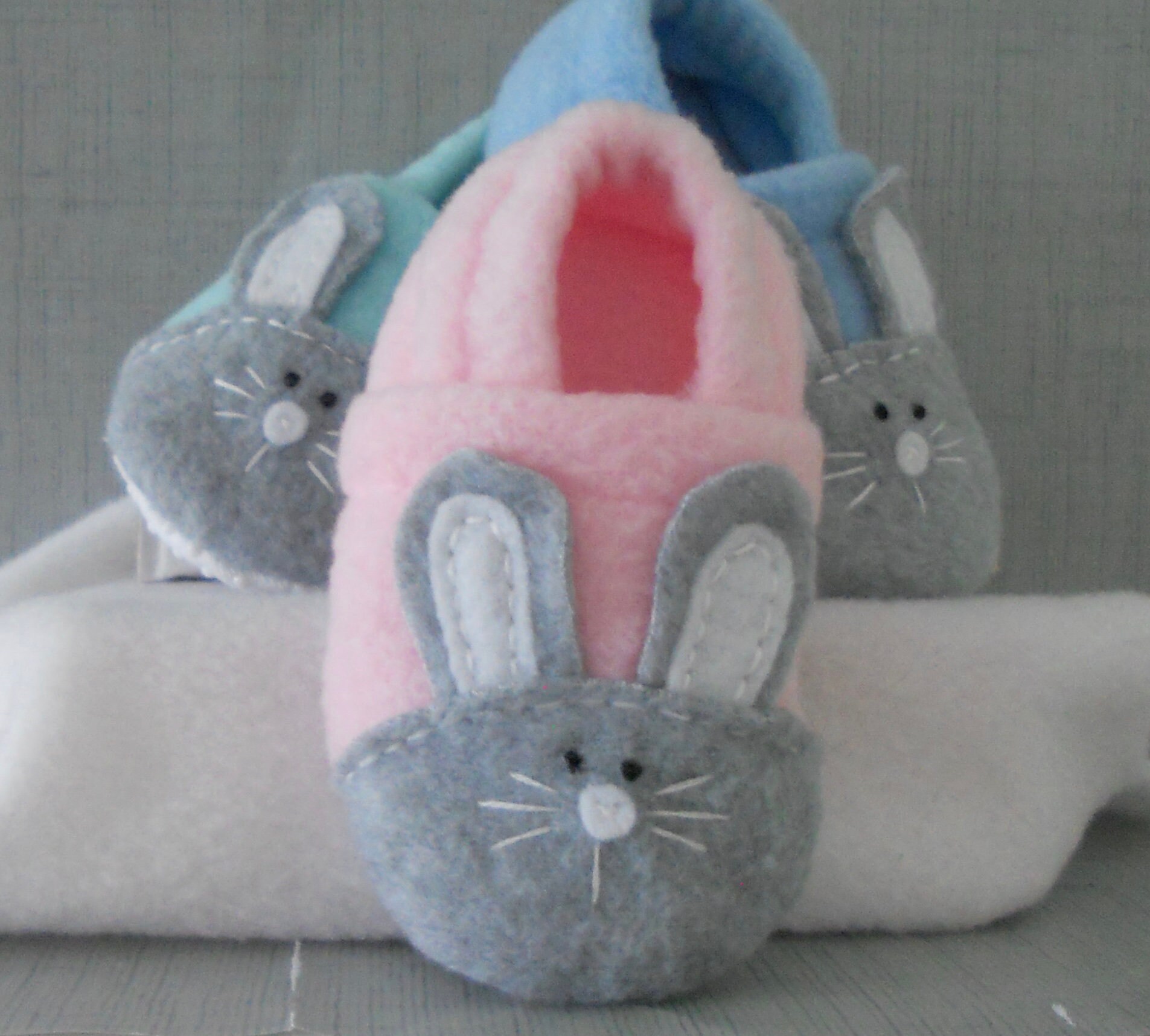 Fleece Baby Bunny Soft Sole Slippers- Baby Rabbit Fleece Slippers- Buy ...