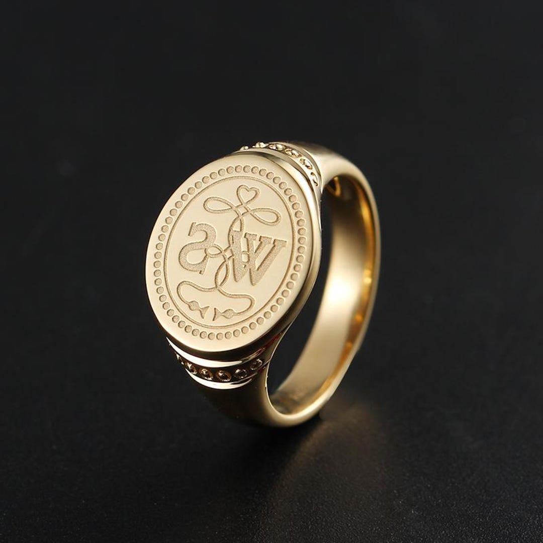 Pt950 Platinum Vintage Signet Ring - per Aspera Ad Astra Noble Crest ...