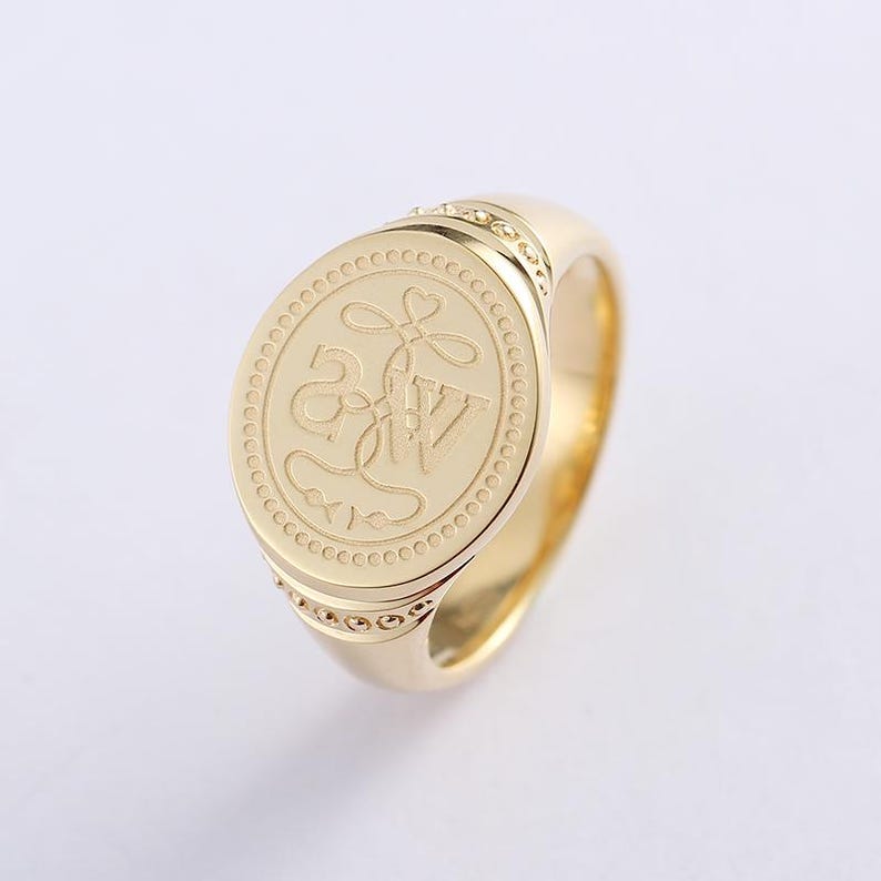 Pt950 Platinum Vintage Signet Ring - per Aspera Ad Astra Noble Crest ...