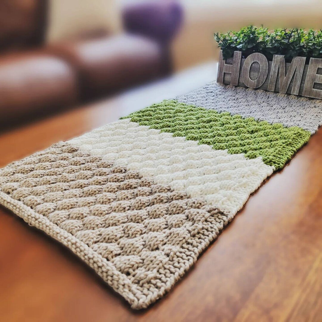 KNITTING PATTERN, Knitted Table Runner, Farmhouse Easy Knitted Table ...