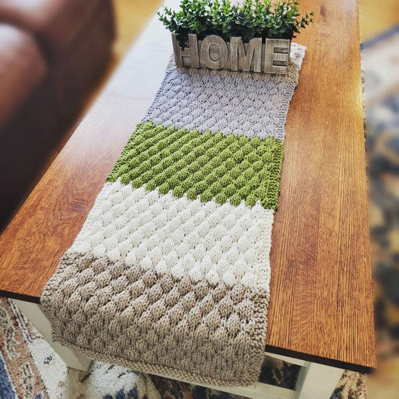 KNITTING PATTERN Knitted Table Runner Farmhouse Easy Knitted - Etsy